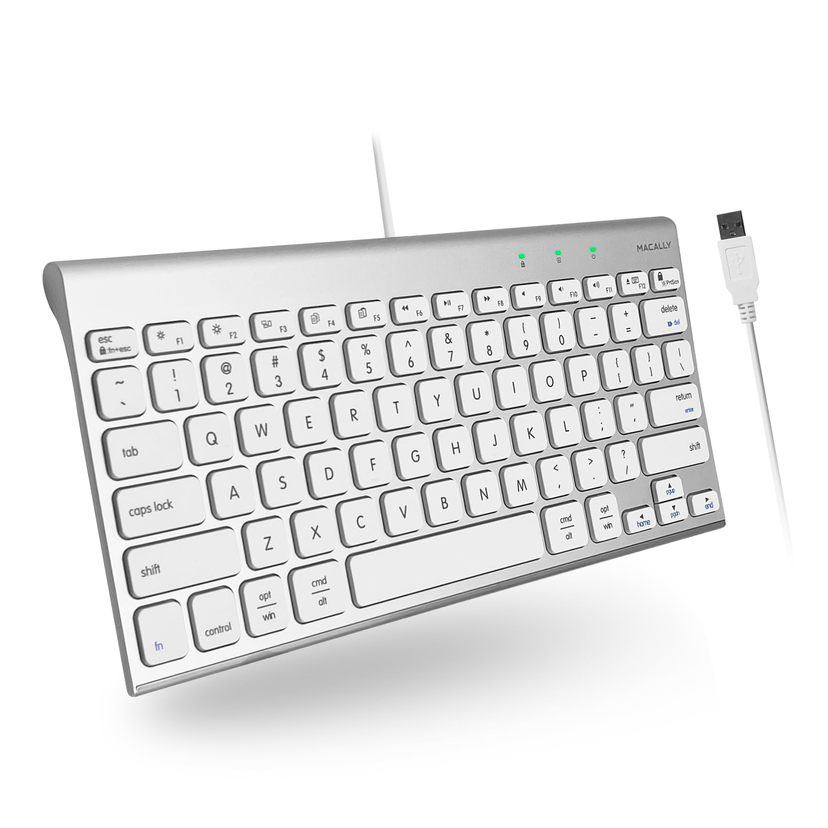 Macally Wired Keyboard for Mac | Compatible Apple Keyboard (78 Keys) External Keyboard for MacBook Pro/Air, iMac, Mac Mini/Pro - Plug and Play USB Computer Keyboard