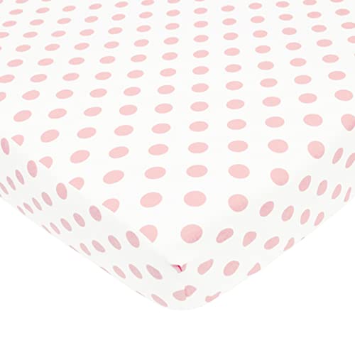 American Baby Company 100% Natural Cotton Percale Fitted Crib Sheet for Standard Crib and Toddler Mattresses, Baby Pink Dots, Soft Breathable, for Girls