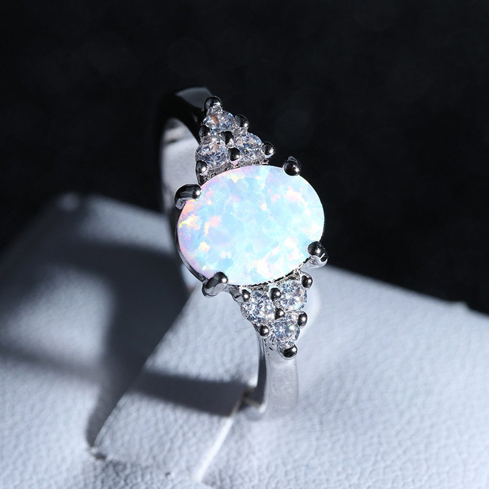 2022 Opal Ring Round Opal White Stone Hand Jewelry Fashion Jewelry Ring