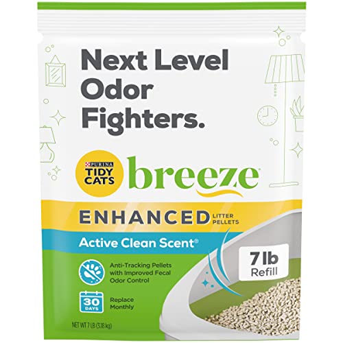 Purina Tidy Cats Non Clumping Cat Litter, Breeze Enhanced Pellets Multi Cat Litter - (4) 7 lb. Bags