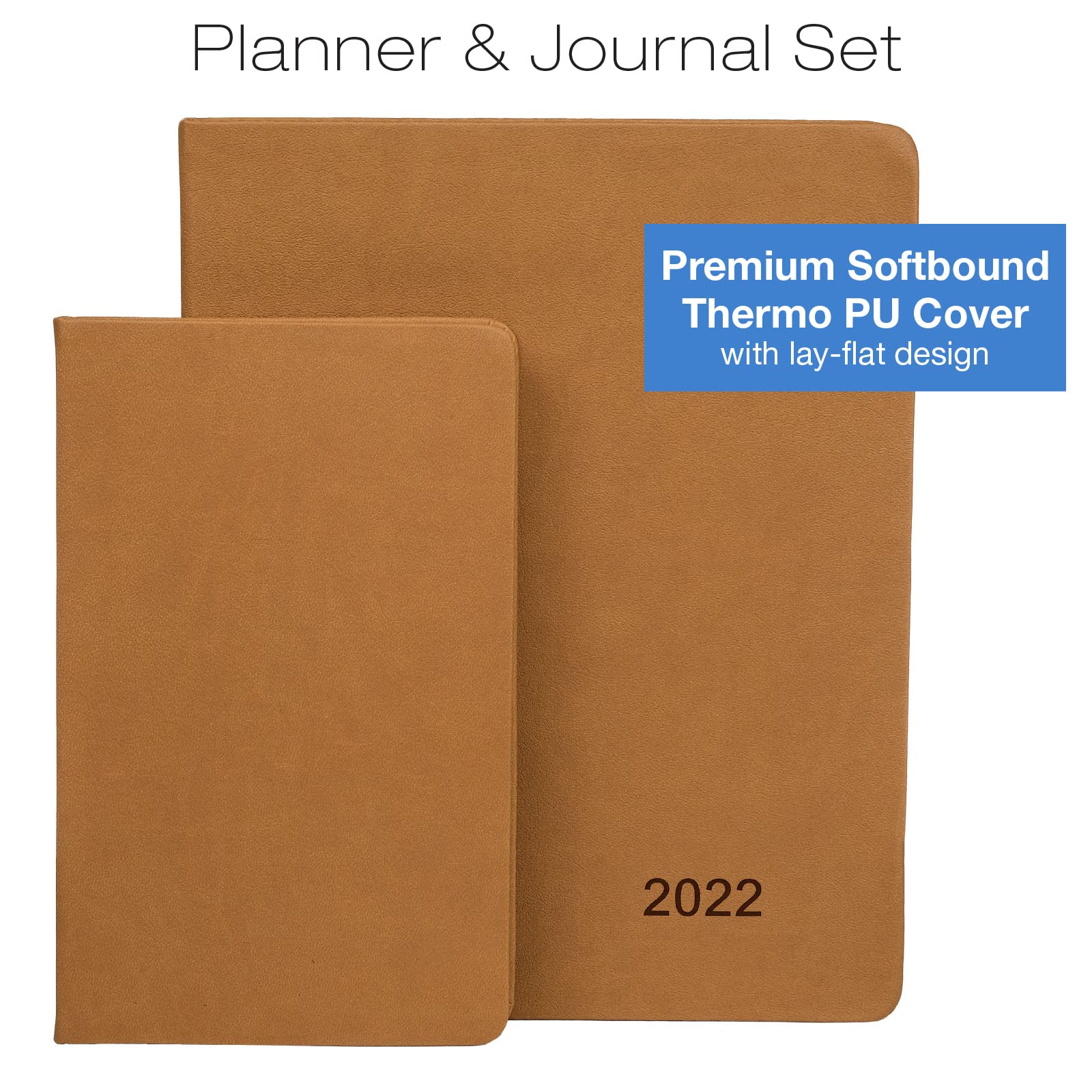 2022 Planner: Extra Thick Paper 8"x10" Resolute Planner with, 14 Months (November 2021 Through December 2022) Weekly Calendar/Weekly Planner Organizer with 5"x8" Journal (Brown)