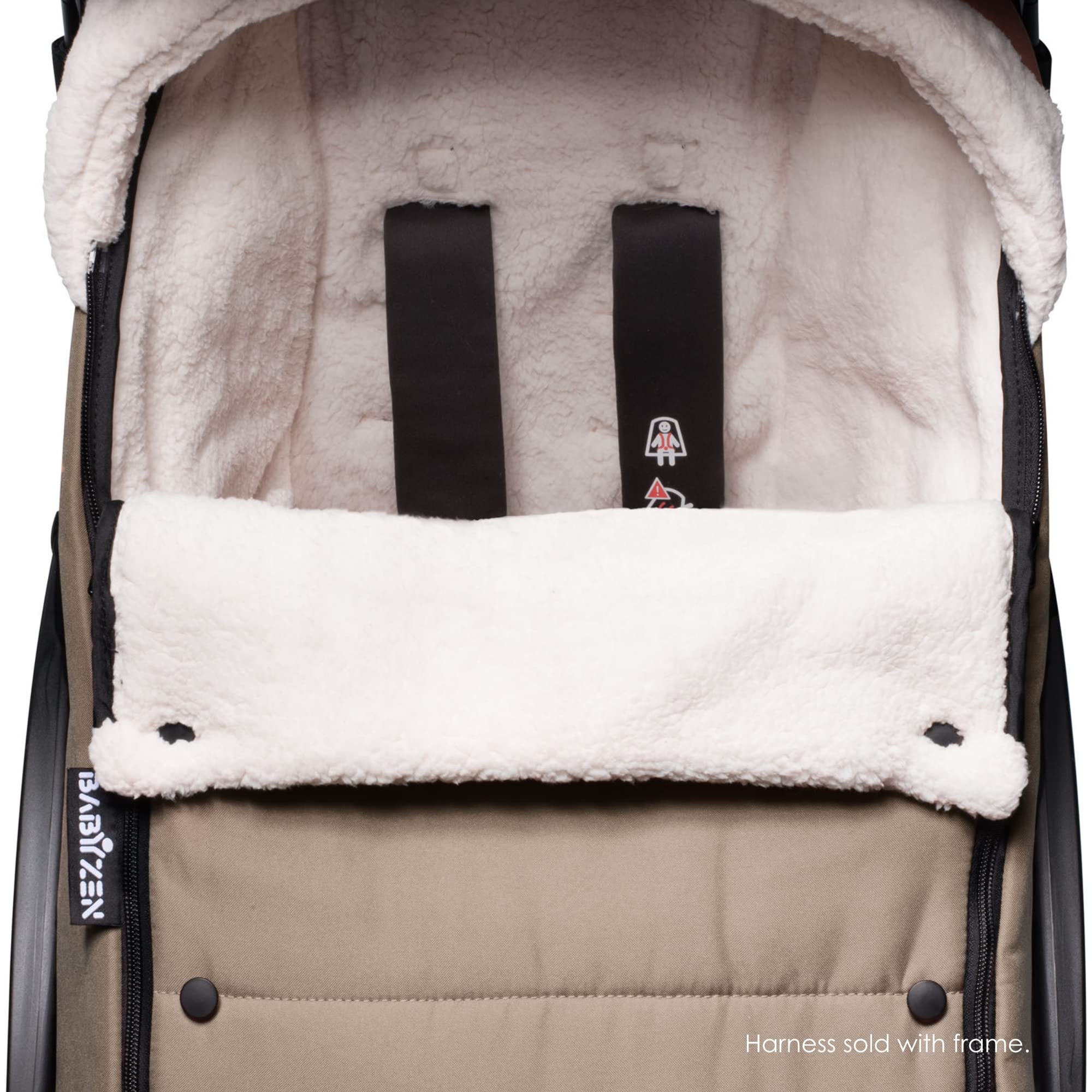 BABYZEN YOYO Footmuff, Taupe - Sherpa Lining & Fleece Hood with Drawstring to Keep Baby Warm - Includes Carrying Bag - Machine Washable