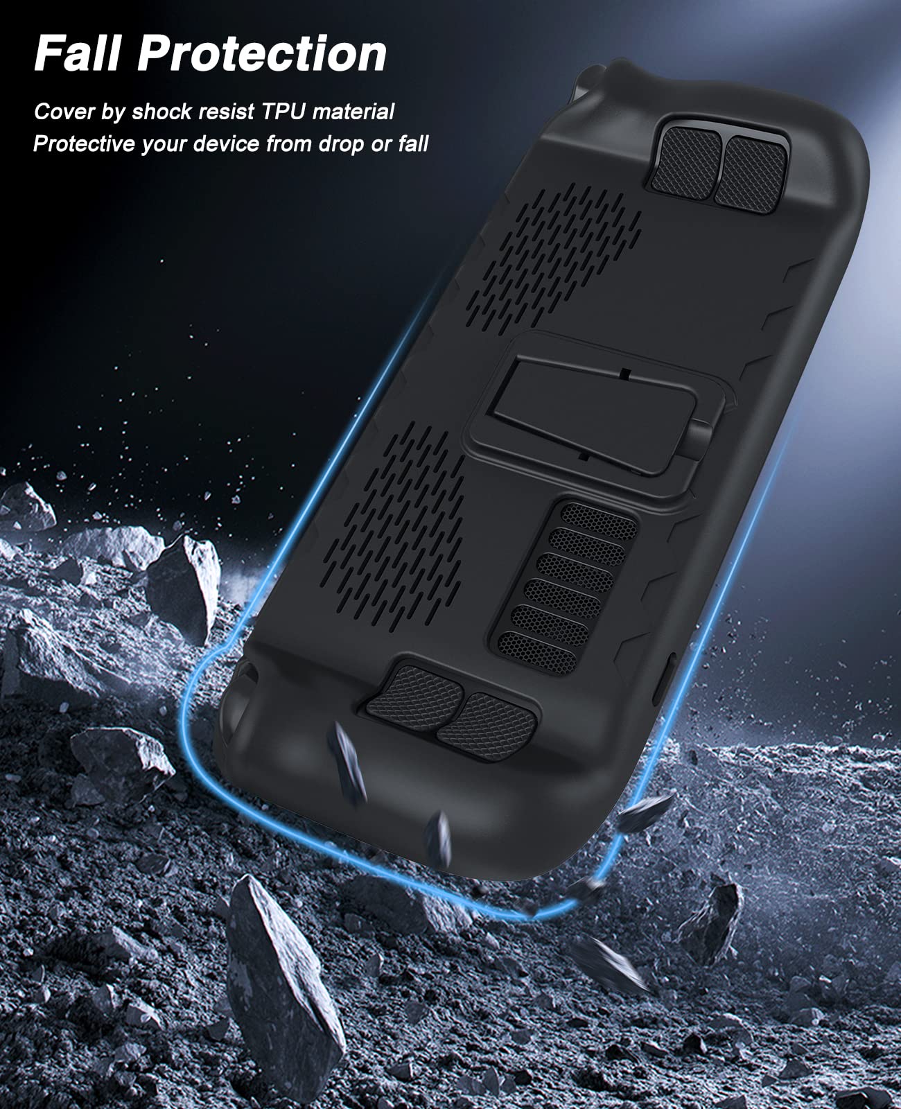 2022 Steam Deck Case, TPU Cover Protector with Stand Base, Shock-Absorption, Non-Slip and Anti-Scratch Kickstand Protective Case for Steamdeck