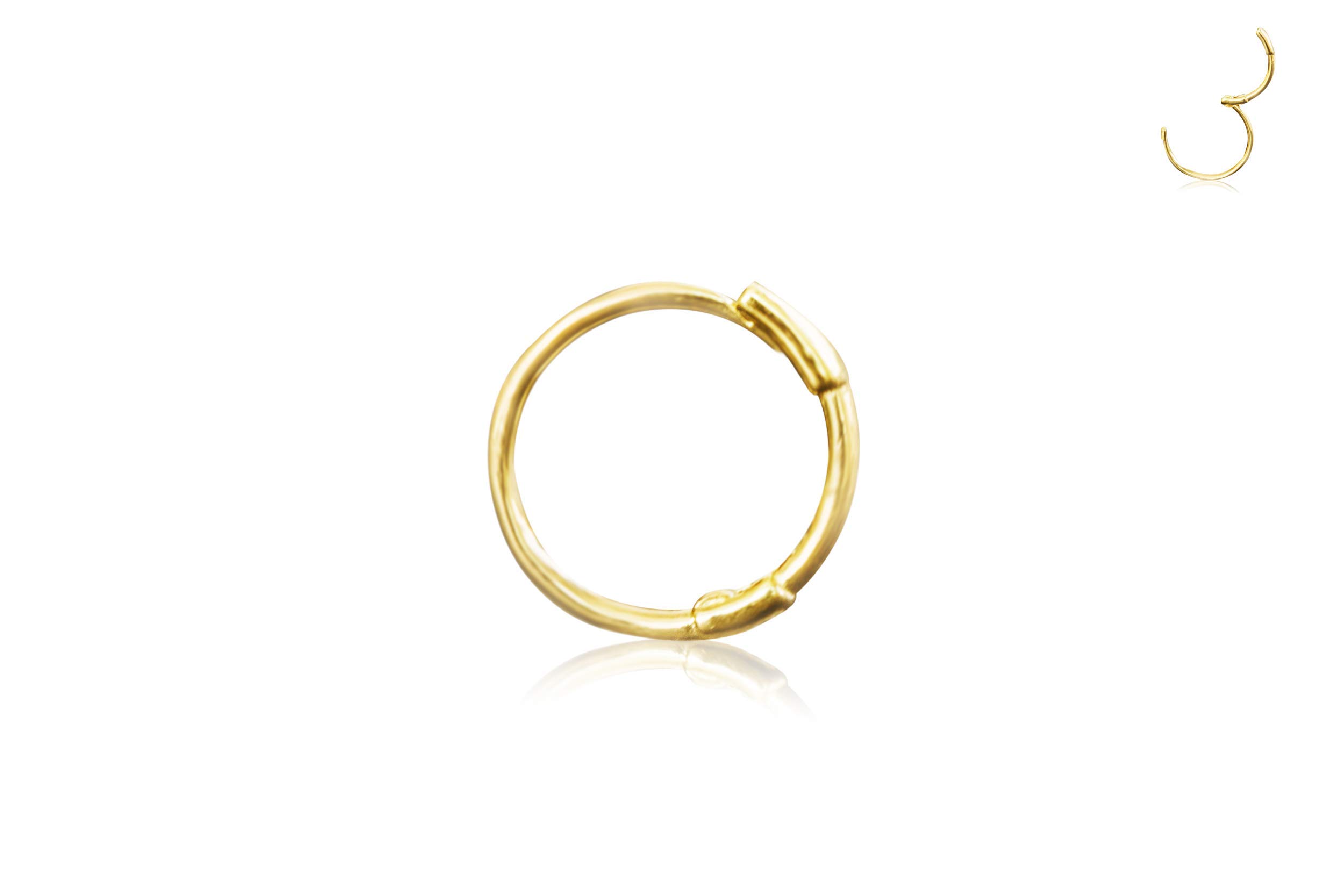 14K Solid Gold Jewelry 6mm Open Round Circle Tragus Cartilage Snug Inner Outer Conch Daith Helix Ear Segment Clicker Huggie Hoop Ring Piercing Earring For Women
