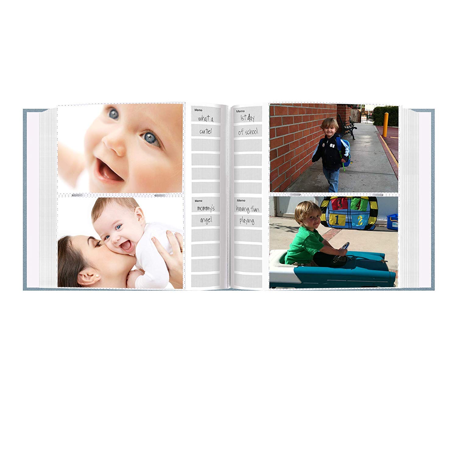 200-Pocket Embossed Baby Leatherette Frame Cover Album for 4 by 6-Inch Prints, Blue