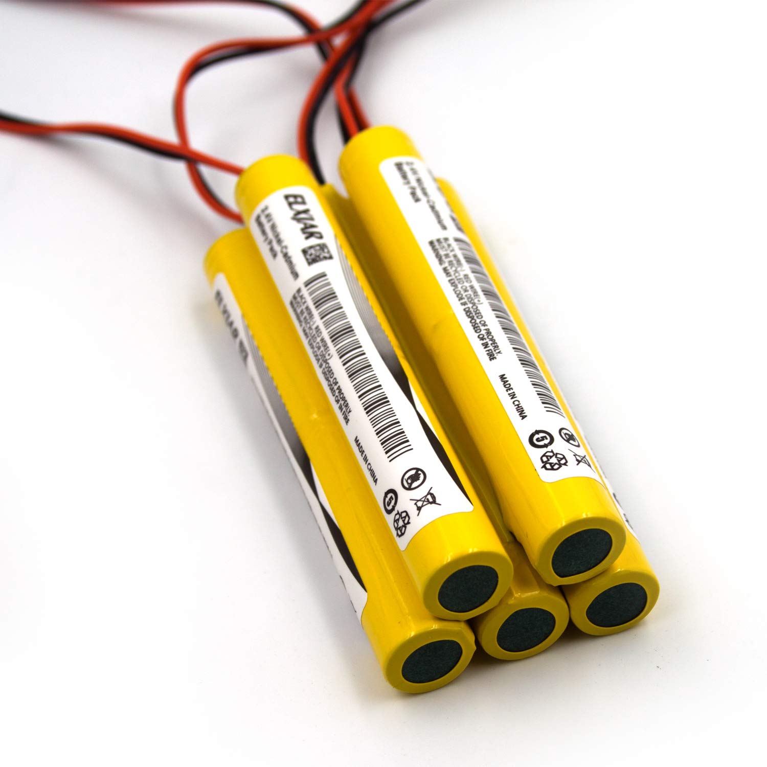 elxjar (5-Pack) 2.4V 800mAh Ni-CD Battery Pack Replacement for Exit Sign Emergency Light GP-2800-RD 2800RD GP-2600-RD GP-2600RD, EXR LED EL M6, EXR EL M6