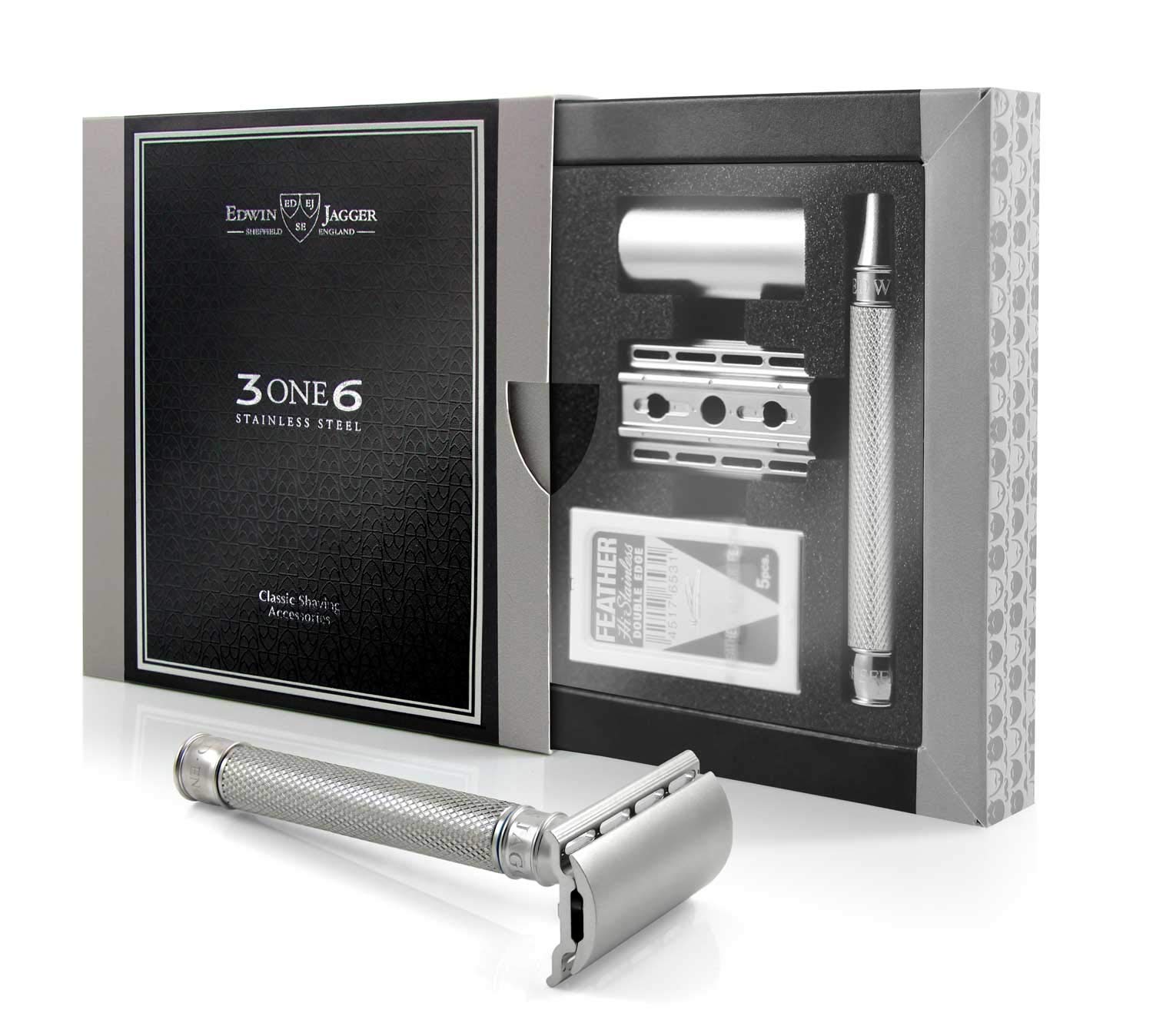 Edwin Jagger 3ONE6 Stainless Steel Knurled DE Safety Razor
