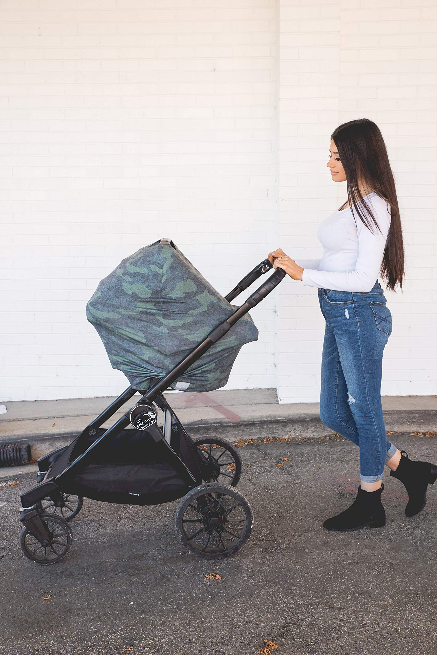 Copper Pearl Multi-Use Cover: Car Seat Covers, Nursing Cover, and Stroller Cover for Sun - Stretchy Fabric, All-Season Use, Stylish Designs, Easy Access for Moms - Hunter