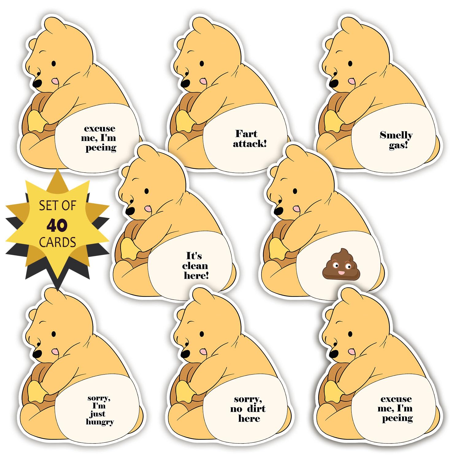 40pcs Winnie Baby Shower Scratch Off Game,Baby Shower Game Gifts For Winners - Baby Shower Prizes for Game Winners,Door Prizes & Silly Activity For Ice Breakers, Poop Scratch Off Lottery Tickets