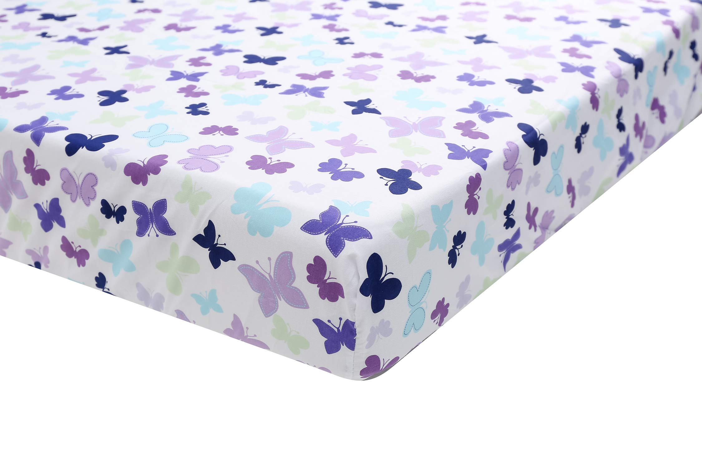 Embroidery Purple Butterfly Nursery Crib Sheet Baby Butterfly Themed Fitted Sheet Baby Gift Idea