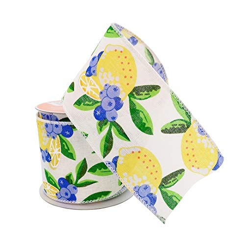 2.5" Faux Cotton Wired Lemon & Berry Ribbon by Celebrate It Just Peachy