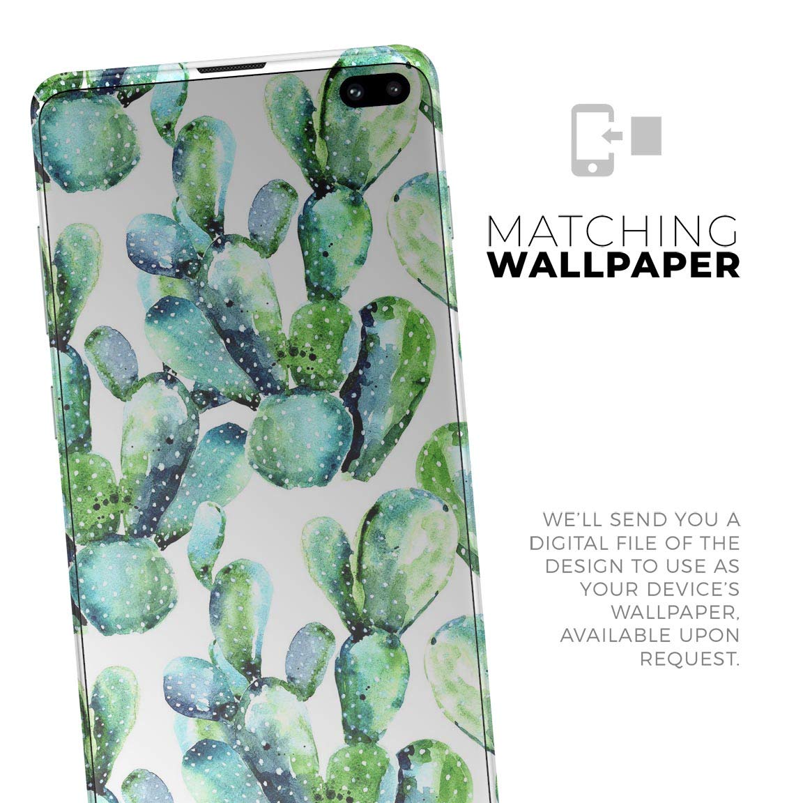 DesignSkinz Watercolor Cactus Bloom V1 Protective Vinyl Decal Wrap Skin Cover Compatible with The Samsung Galaxy S20 (Screen Trim & Back Glass Skin)