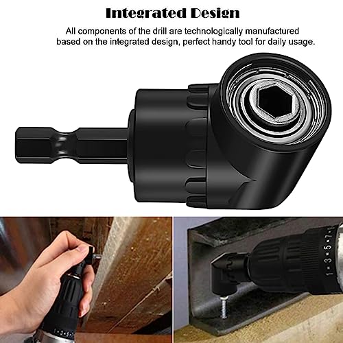 4-Piece Power Drill Sockets Adapter Sets,360°Rotatable 1/4" 3/8" 1/2" Impact Grade Driver Sockets Adapter Extension Set Drill Bit+105 Degree Right Angle Screwdriver set Drill Hex Bit Socket Adapter
