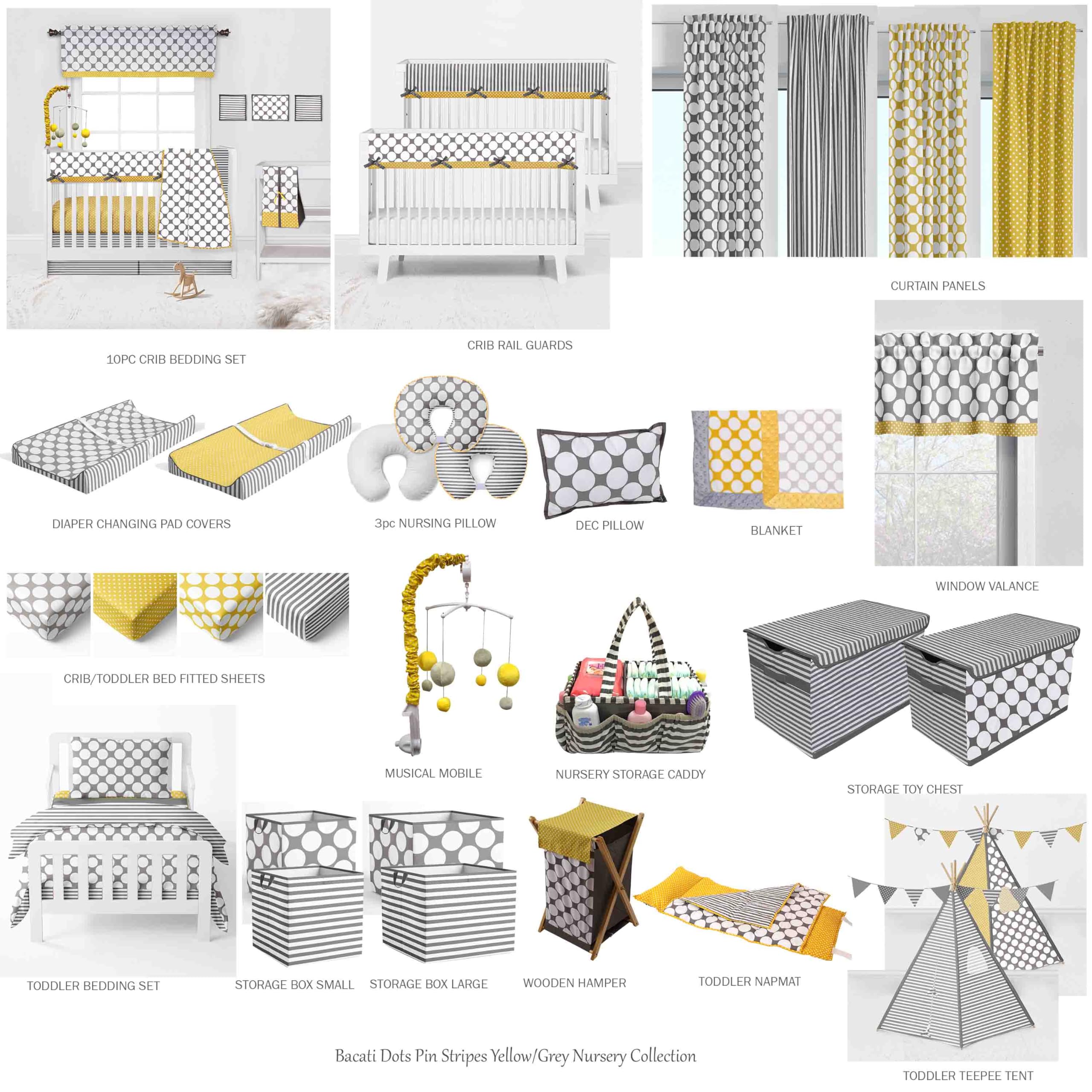 Bacati - Yellow Pin Dots Crib Fitted Sheet