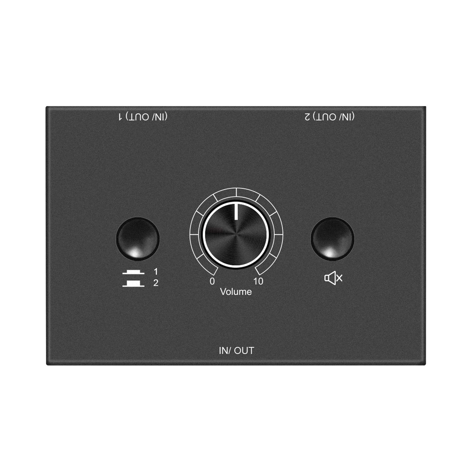 3.5mm L/R Stereo Audio Switch 2-Way Switcher Manual Selector Audio Spliter Box 1 in 2 Out/2 in ONE Out Audio Sharing (Black)