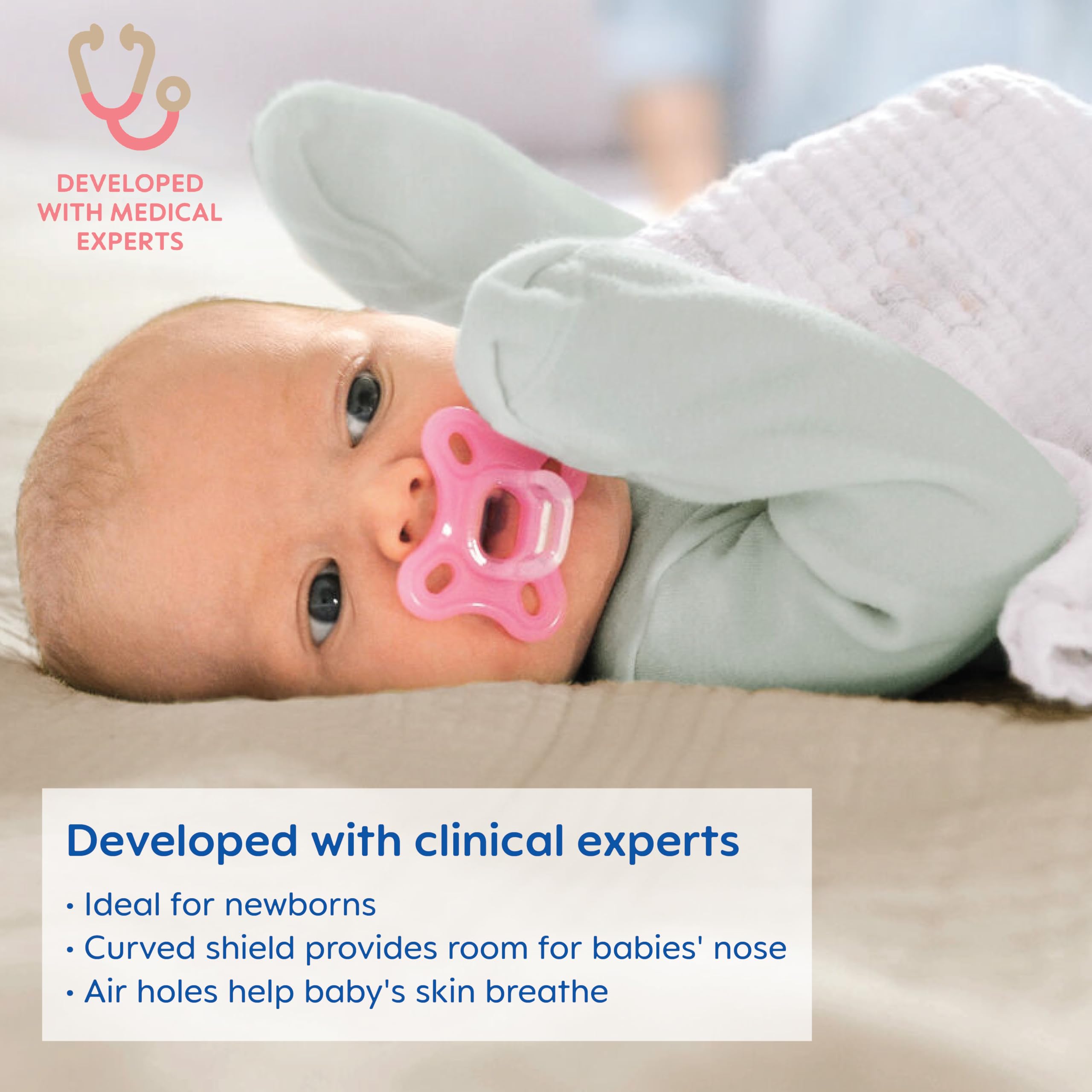MAM Comfort Baby Pacifier, 100% Lightweight Silicone, Sterilizer Case, 0-3 Months (Pack of 2)