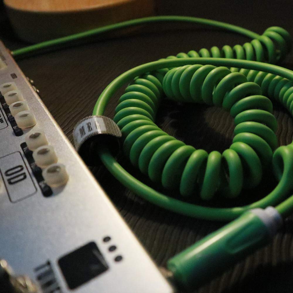Aestivate Coiled Guitar Cable Electric Instrument Cable 10 ft Curly Instrument Cable Coil Guitar Cable Stretchable Straight to Straight Dual Straight Plugs (Green)