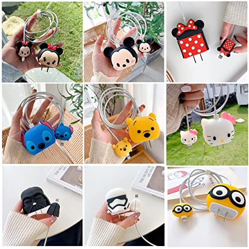3D Protective Case for iPhone 20W USB-C Power Adapter Charger USB Lightning Cable, Cute Cartoon Series Soft Silicone Fast Lightning Chargers Cable Protective Cover for iPhone Charger (Blue Stitch)