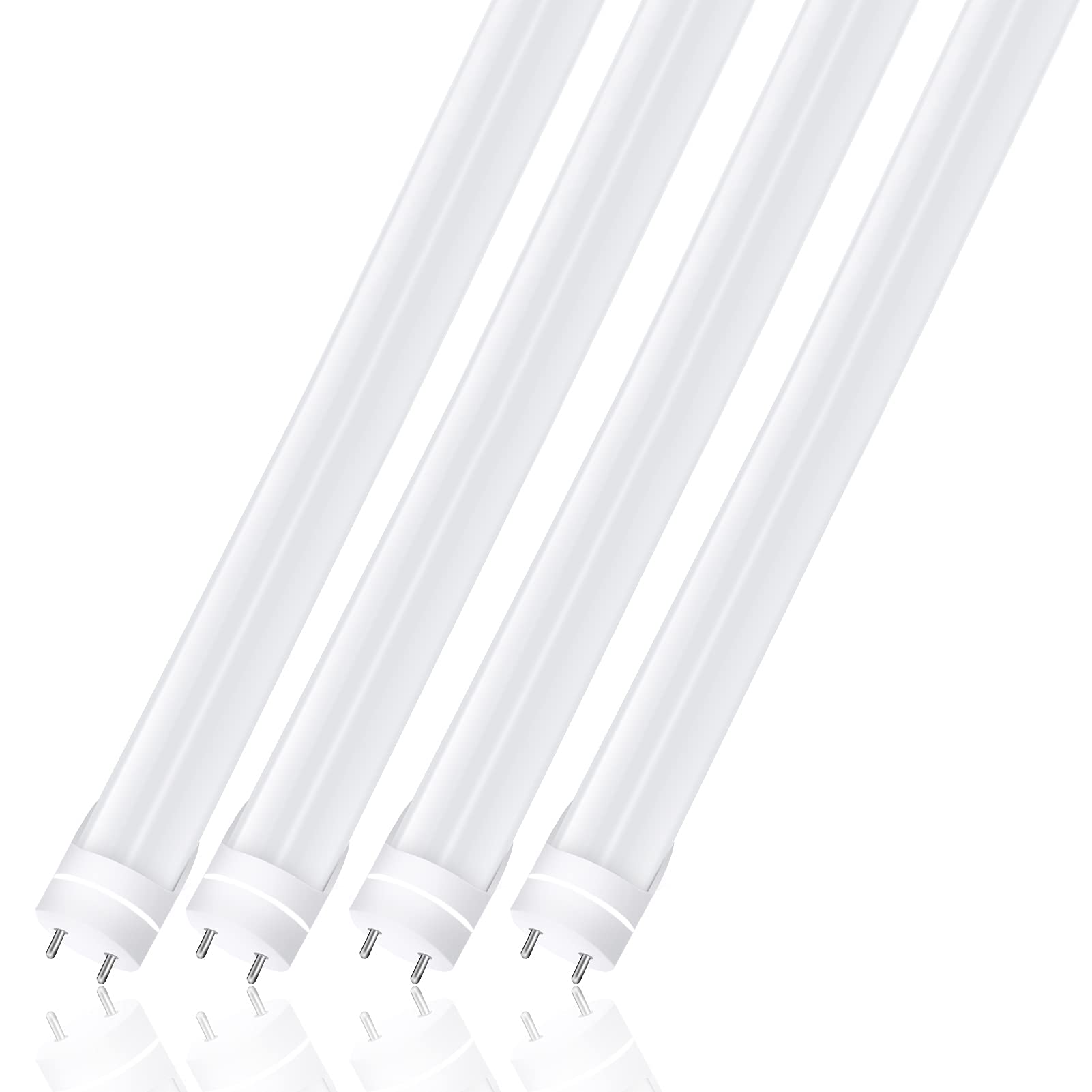 18W 4FT T8 LED Light Tube, Dual-End Powered Ballast Bypass, 40W Equivalent Fluorescent Replacement, 2000LM Frosted Cover Lighting Fixture, Warm White 3000K-3500K, AC85-265V, 4 Pack