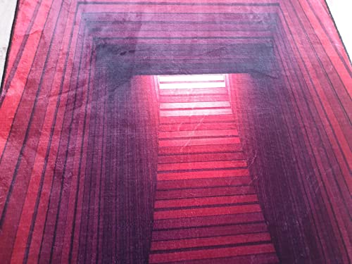 3D Vortex Rug, 3D Illusion Rug, Red Rectangular Illusion Rug, Vortex Illusion Carpet, 3D Effect, Optical Illusion (47”x70”)=120x180cm