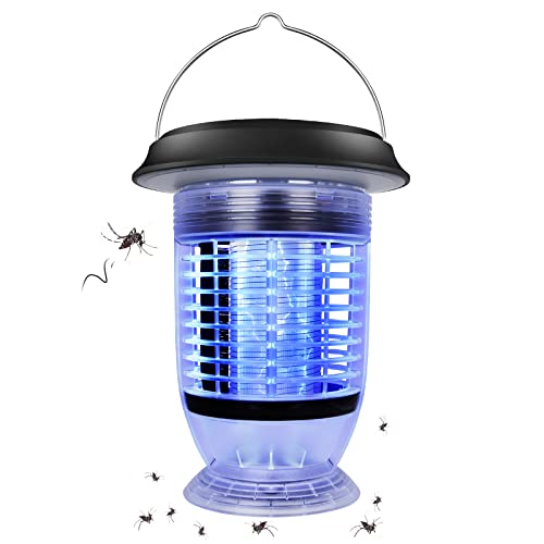 AiMoxa Self-Cleaning Solar Bug Zapper Outdoor, Automatic On/Off Mosquito Zapper, Rechargeable Solar Lantern, Waterproof Insect Fly Traps, Electric Fly Zapper for Outdoor and Indoor
