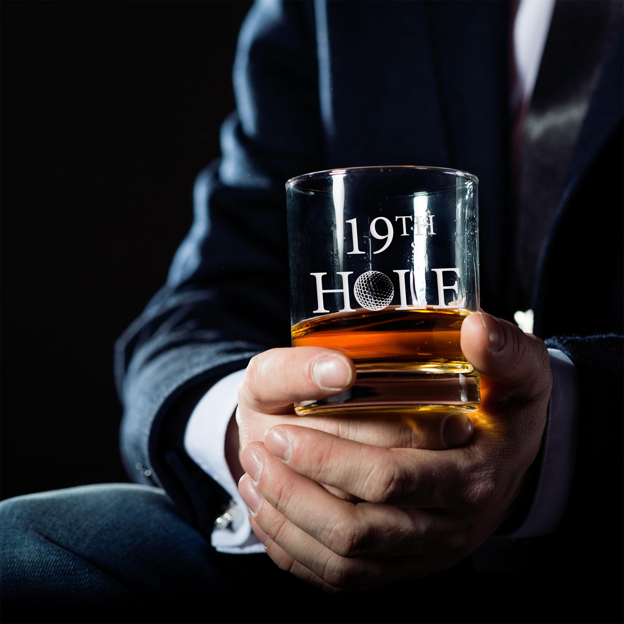 19th Hole Golf Joke Round Rocks Glass - Golf Gift, Golf Glass, Golfer Gift, Whiskey Glass, Rocks Glass, Old Fashion