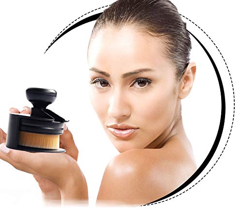 Flat round shaped Foundation Makeup Brush, Kabuki Liquid Foundation Brush Portable Cosmetic Brush Large Full Coverage Face Body Makeup Brush with Protective stand