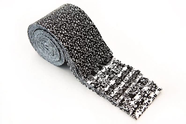 16 Pieces Fabric Cute, Beautiful New 2.5 inch Black & White Basics Jelly Roll, Cute 100% Cotton Fabric Quilting Strips