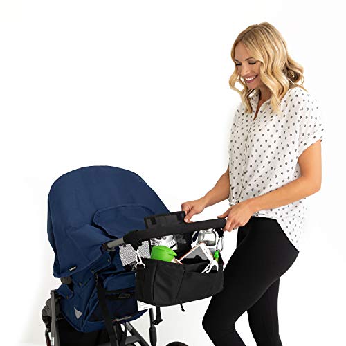 2-in-1 Stroller Organizer and Mommy Diaper Bag Purse by Lux Care Club - Tons of Storage Space for Drinks, Diapers, Snacks, Toys - Includes Stroller Hooks, Shoulder Strap, and Detachable Space Dividers