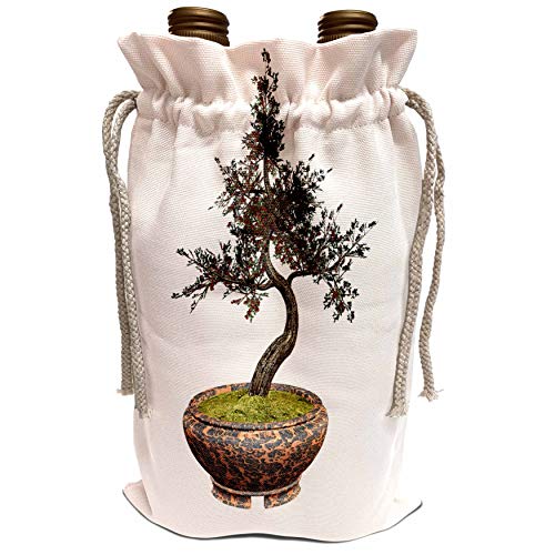 3dRose Boehm Graphics Bonsai - A cherry tree bonsai with cherries - Wine Bag (wbg_179992_1)