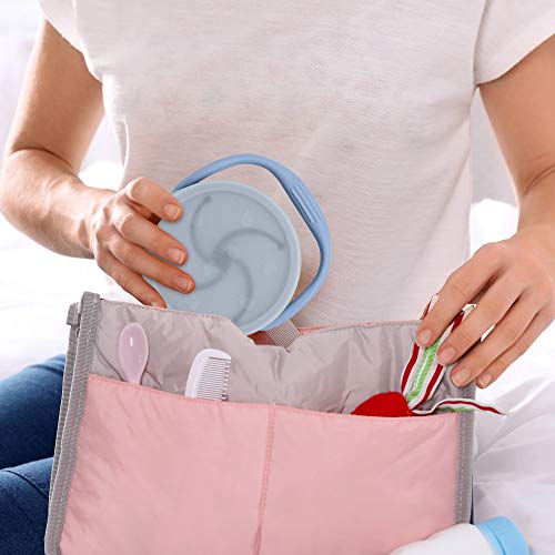 Foldable Snack Cup for Toddlers and Babies - Non-Spill Snack Container for Toddlers Made of Food-Grade Silicone - BPA and Phthalates-Free Baby Snack Container with Lid (Blue)