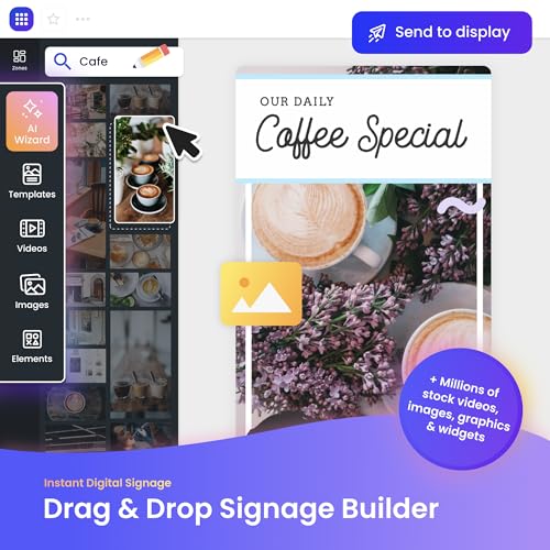 Mandoe Essentials Digital Signage Displays - Digital Signage Player for Digital Menu Board, Electronic Menu Board and Digital Message Board. World-Class Templates & Easy To Use Setup