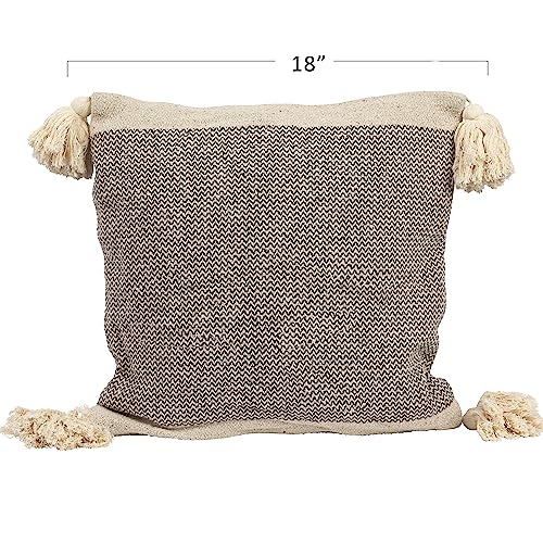 Bloomingville Recycled Cotton Blend Pillow with Tassels, Grey