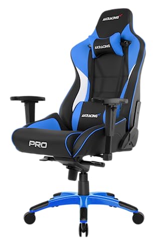 AKRacing Masters Series Pro Luxury XL Gaming Chair with High Backrest, Recliner, Swivel, Tilt, 4D Armrests, Rocker & Seat Height Adjustment Mechanisms, 5/10 Warranty,Blue - AK-PRO-BL