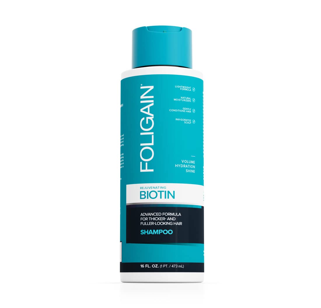 Foligain Rejuvenating Biotin Shampoo, Organic Cruelty Free Shampoo, Hydrating and Revitalizing Shampoo, 16 Fl. Oz.