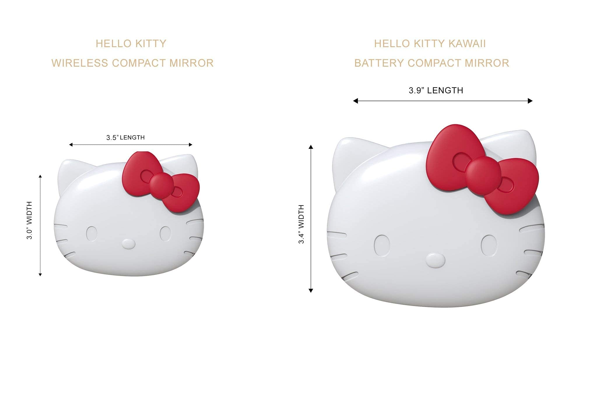 Impressions Vanity Hello Kitty Kawaii Compact Mirror with Touch Sensor Switch for Purse, LED Makeup Mirror with 2X Magnifying Top and Adjustable Brightness (White)
