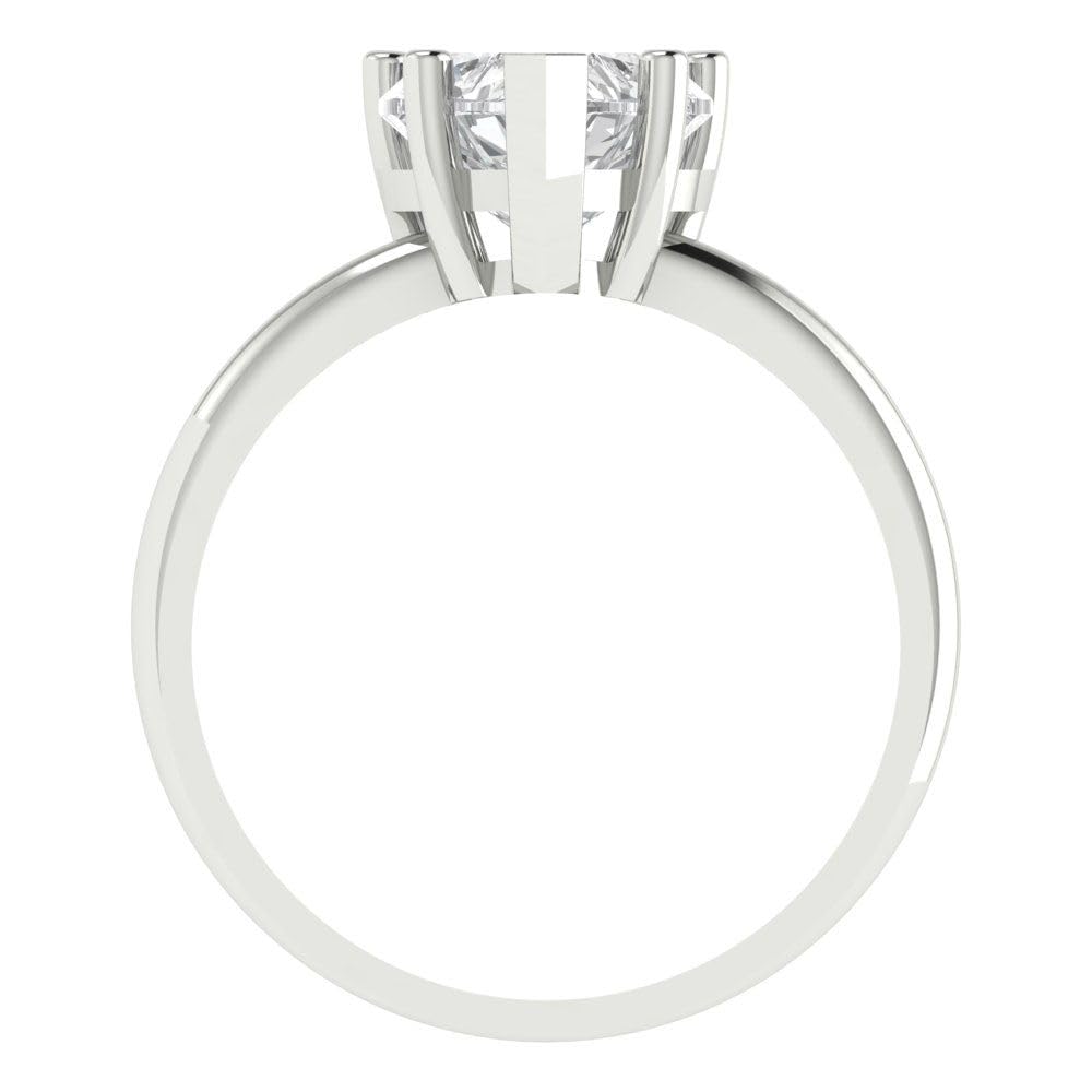 2.0 Ct Brilliant Heart Cut Clear Simulated Diamond 14K White Gold Solitaire Engagement Promise Bridal Ring Size 5.5