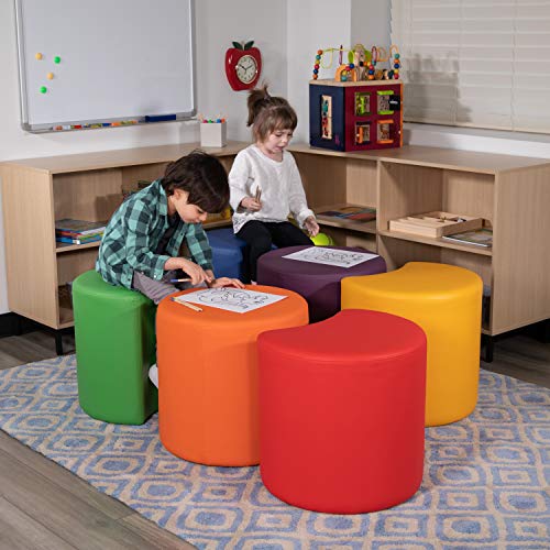 Flash Furniture Nicholas Soft Seating Flexible Moon for Classrooms and Common Spaces - 18" Seat Height (Red)