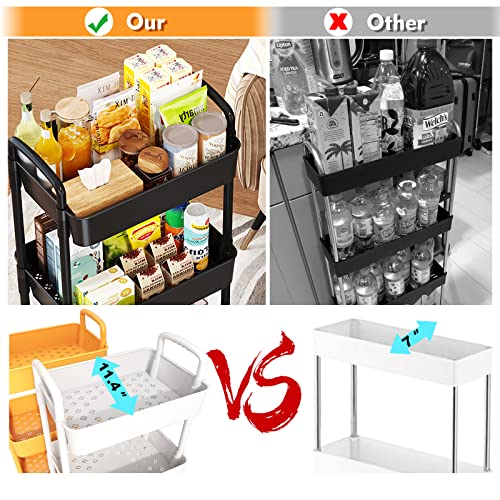 5-Tier Rolling Cart, Multipurpose Utility Cart, Rolling Carts with Lockable Wheels, Storage Cart Craft Cart Organizer for Bathroom Laundry Kitchen,Used as Book Art Snack lash Makeup Diaper cart,Black