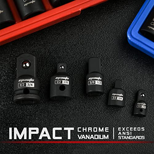 5 Pieces - EPAuto Impact Socket Adapter and Reducer Set, Cr-V