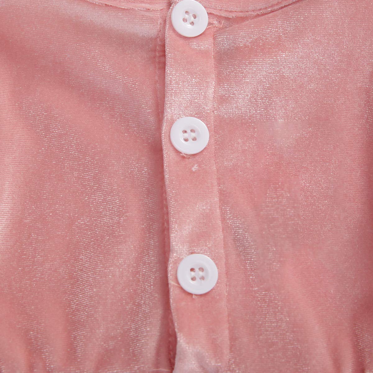 Infant Baby Girl Plain Fall Crushed Velvet Long Sleeve Bodysuits Romper Tops (A Peach Pink, 6-12 Months)