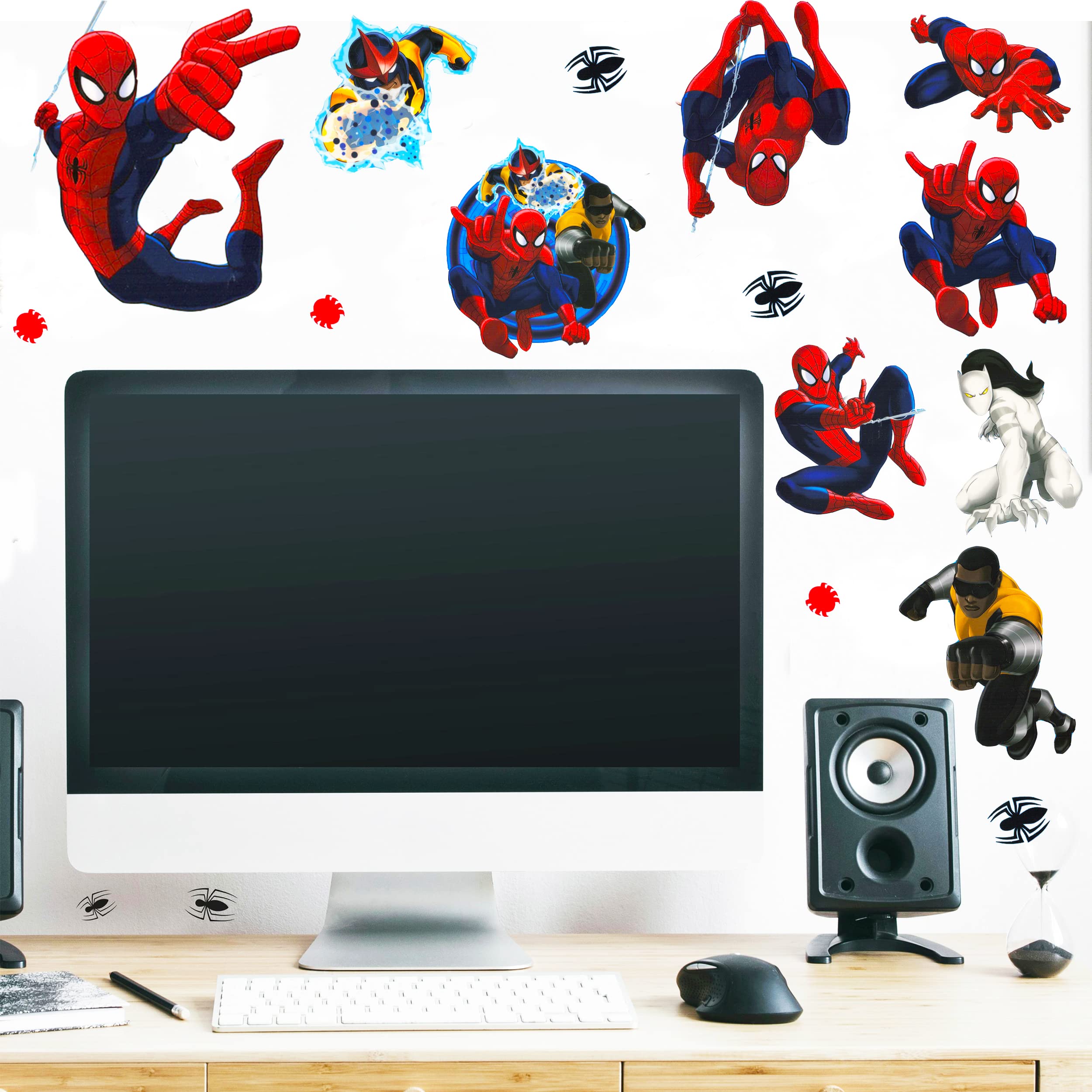 Marvel Spiderman Window Clings Party Decorations Bundle - 64 Marvel Spiderman Window Decals Stickers Decorations (Room Decor Pack)