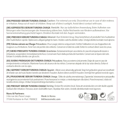 BLITHE Pressed Serum Chaga Mushroom - Advanced Skin Tightening Cream for Face, Face Tightening and Lifting Formula for a Natural Face Lift 1.68oz