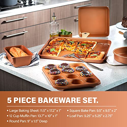 Gotham Steel Hammered Pots and Pans Set Nonstick, 15 Pc Kitchen Cookware Set & Bakeware Set, Induction Pots and Pans for Cooking, Ceramic Coated, Long Lasting Nonstick, Dishwasher Safe 100% Toxin Free