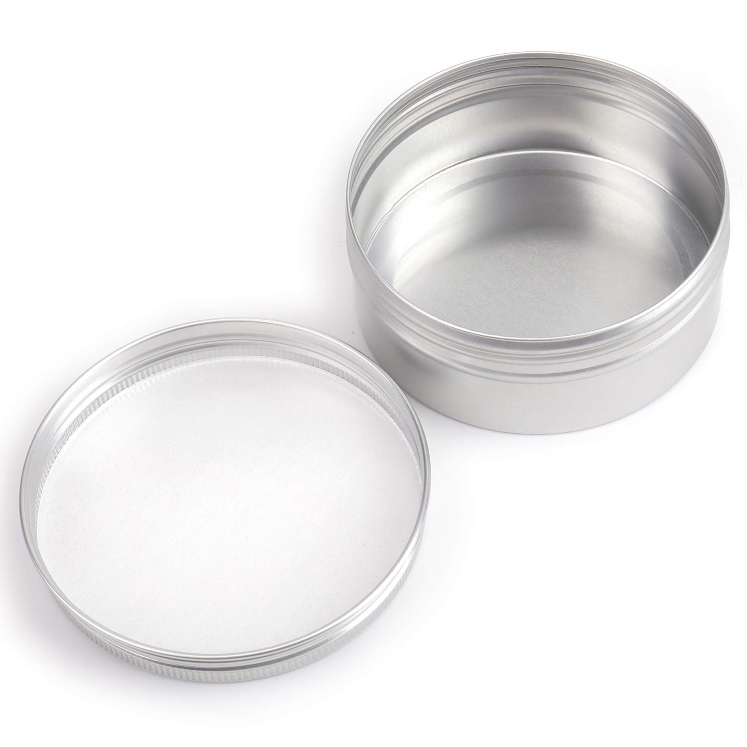 Foraineam 24 Pack 8 oz / 240ml Round Aluminum Tin Cans with Screw Top Lids - Large Metal Empty Tea Storage Case Jars - Spice Salve Hair Wax Cosmetic Cream Containers