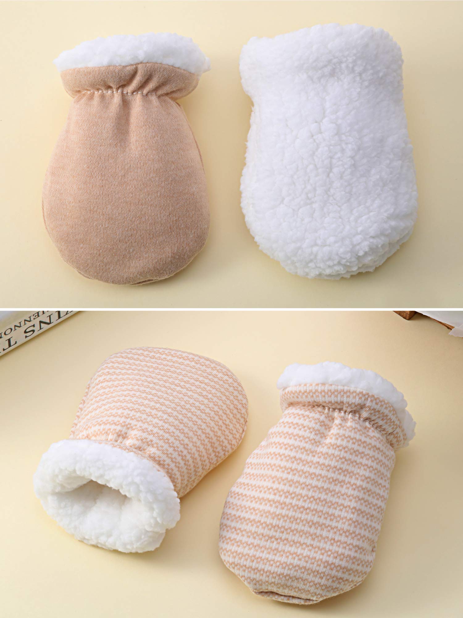 Blulu 3 Pairs Newborn Mitten Gloves Baby Winter Mittens Warm Infant Cotton Mittens