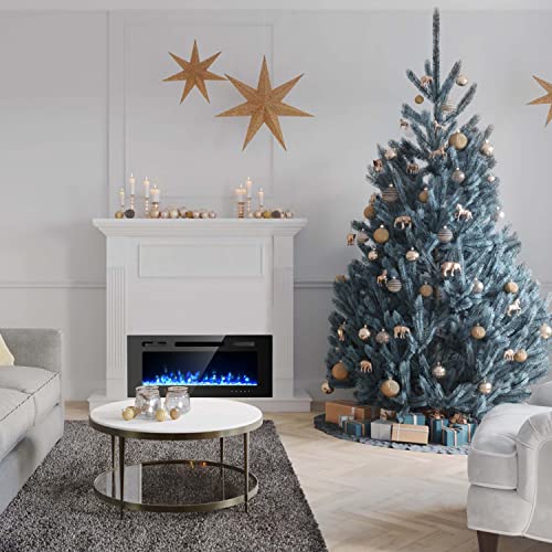 50 Inch Electric Fireplace Inserts, Wall Mounted Fireplace, Led Fireplace with Logs, Recessed Electric Fireplace with Remote Control, Linear Fireplace, 9 Multi Color Flames, 750/1500W