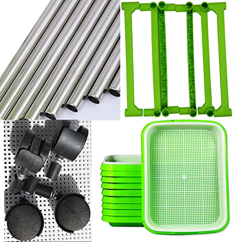 3 Layers Seed Sprouting Kit with 6-Pack Seed Sprouter Tray BPA Free for Alfalfa Sprouts Wheatgrass Grower Sprouting, Stainless Steel Shelf Seed Sprouting Tray