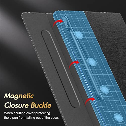 INFILAND Galaxy Tab S8+/ S8 Plus/ S7+/ S7 Plus Case, Multi-Angle Stand Cover Compatible with Samsung Galaxy Tab S8+/ S7+ SM-X800/ X806/ T970/ T975/ T976 Tablet [Auto Wake/Sleep], Black
