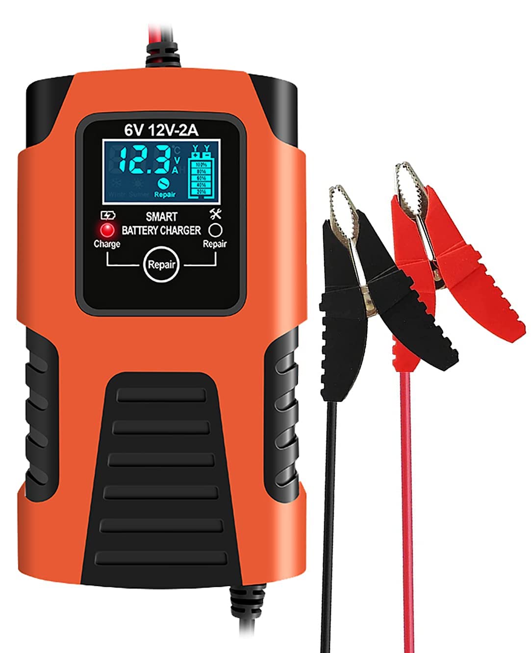2-Amp Fully-Automatic Trickle Charger, 6V and 12V Lead-Acid Wet AGM Battery Charger, Maintainer Charger for Car Motorcycle